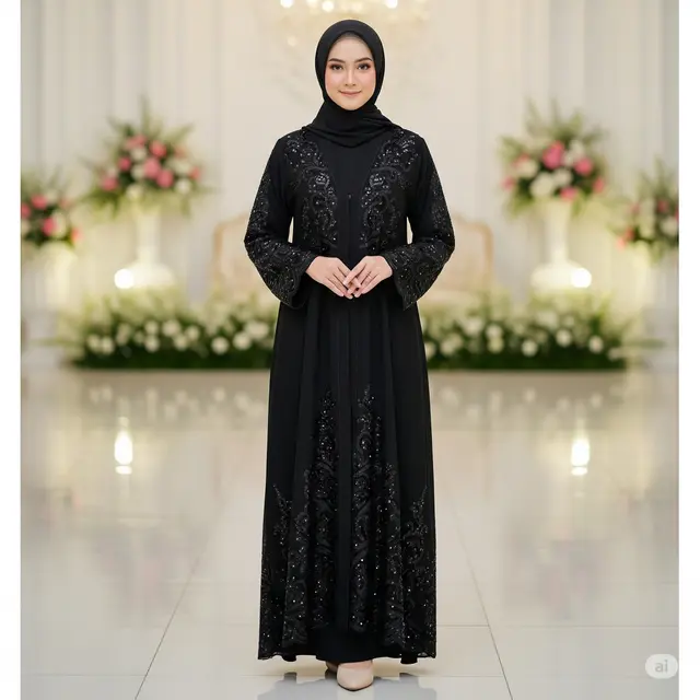 7 Model Gamis Abaya Hitam Terpopuler yang Elegan dan Stylish untuk ...