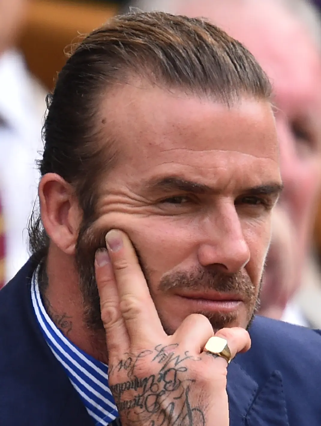 Gaya David Beckham di Wimbledon 2017 - Foto Liputan6.com