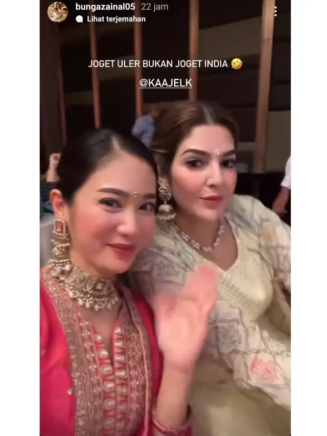 6 Potret Bunga Zainal Hadiri Sangeet Night Pakai Baju India, Mesra ...