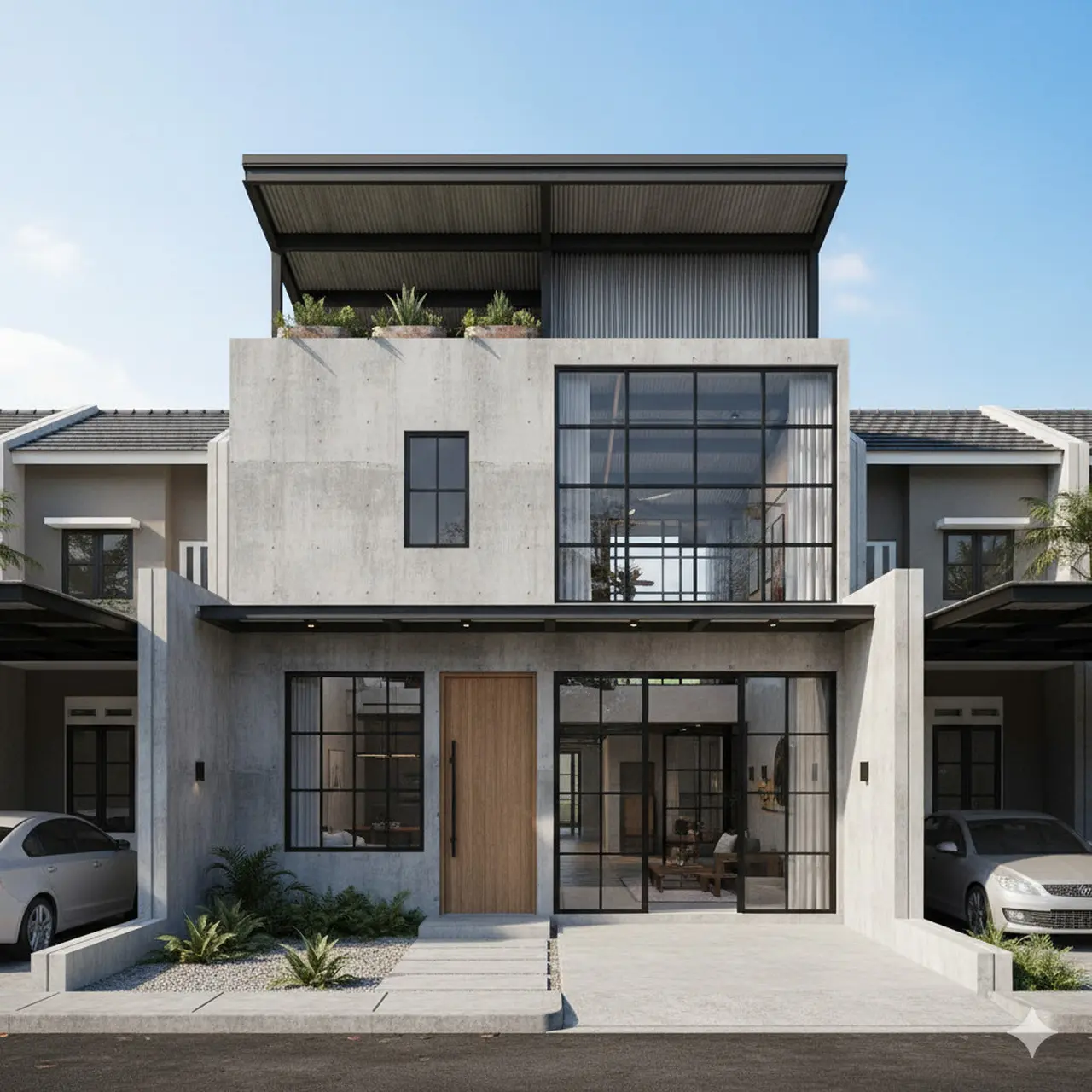 7 Model Rumah Kecil tapi Luas dengan Atap Datar Tinggi Bergaya Modern ...