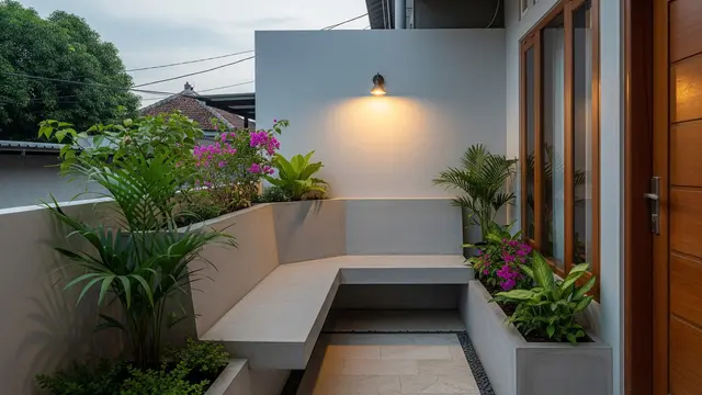 6 Model Teras dengan Pot Tanaman Permanen dari Cor Beton, Tampak Lebih Asri