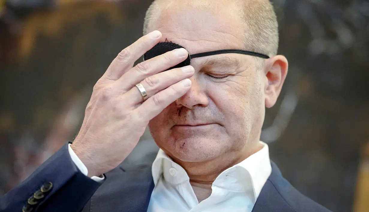 Penampilan Kanselir Jerman Olaf Scholz Pakai Penutup Mata Seperti Bajak ...