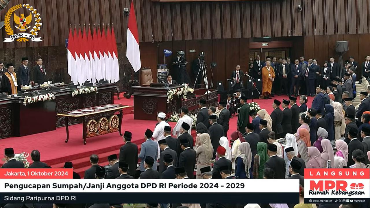 152 Anggota DPD Periode 2024-2029 Resmi Dilantik