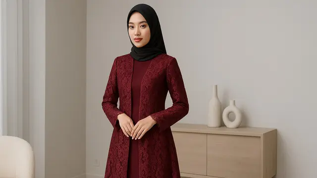 7 Model Cardigan Brokat untuk Gamis, Tampil Mewah Tanpa Berlebihan ...