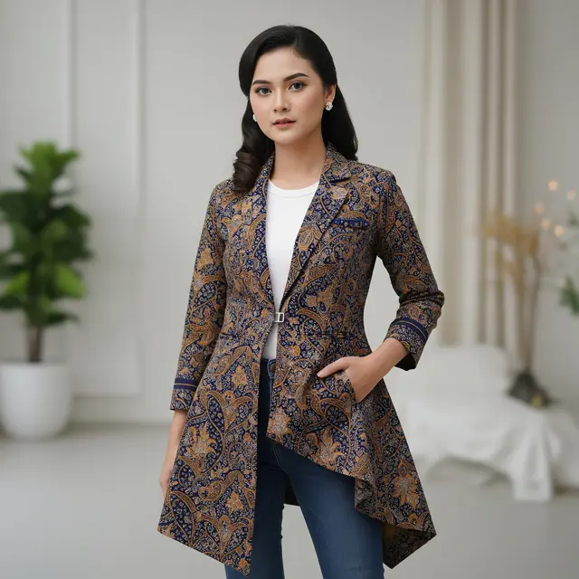 9 Model Blazer Batik Kekinian, Stylish Dari Crop hingga Long Outer ...