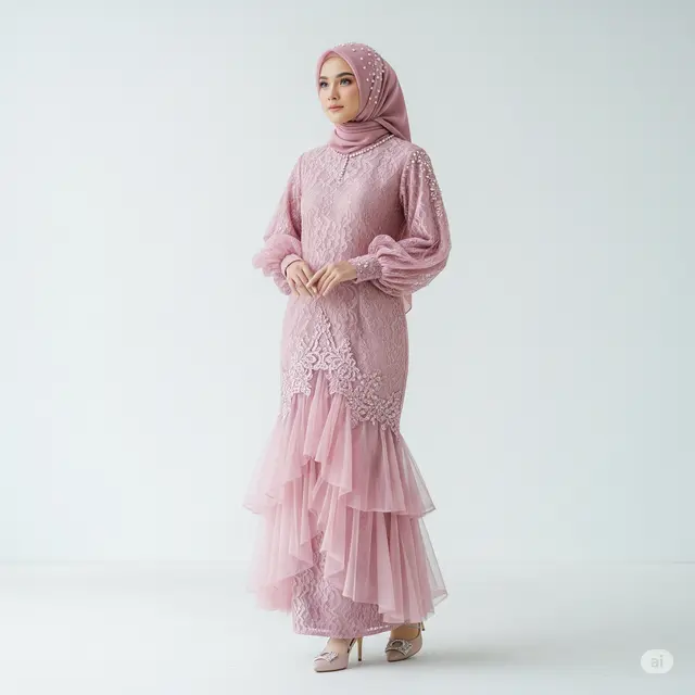 9 Model Gamis Brokat Duyung Lengan Balon Terbaru yang Elegan dan Cocok ...