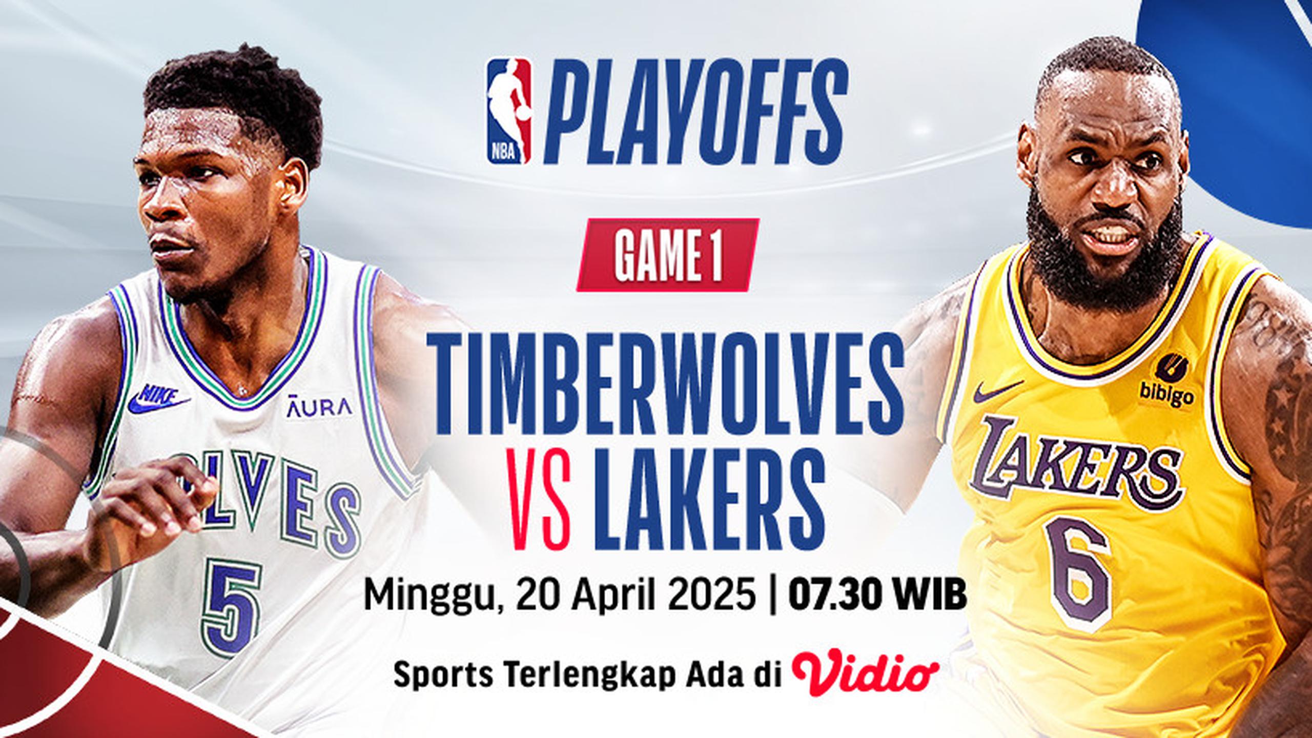Link Streaming NBA 2025 Playoff Round 1: Timberwolves vs Lakers Game 2 ...