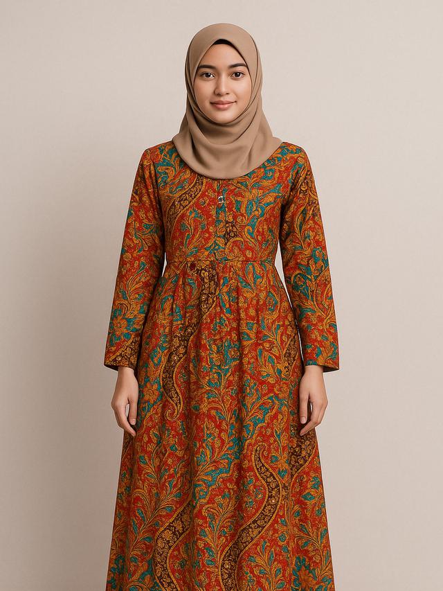 9 Model Gamis Batik dengan Hijab, Cocok untuk Acara Resmi hingga Kasual ...