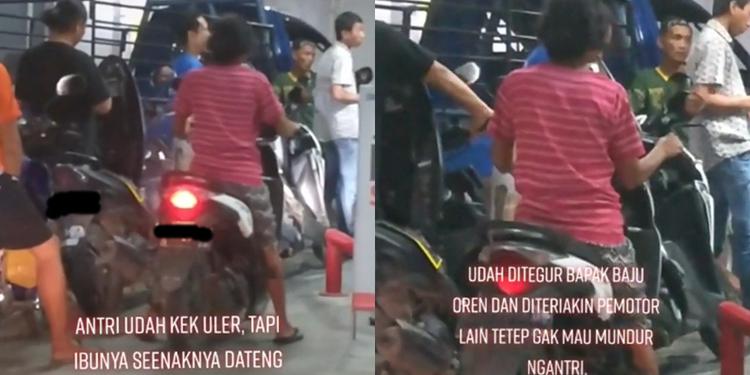 Emak-emak Motoran Berulah, Nekat Serobot Antrean BBM hingga Bolak-balik Kena Tegur - Motor ...