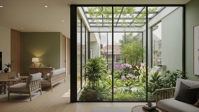 8 Model Rumah Modern Kaca dengan Taman Indoor Atrium, Cocok untuk Introvert