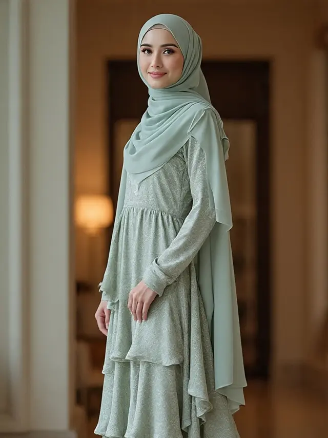10 Pilihan Gamis Brokat Islami Warna Sage untuk Lamaran dan Kondangan ...