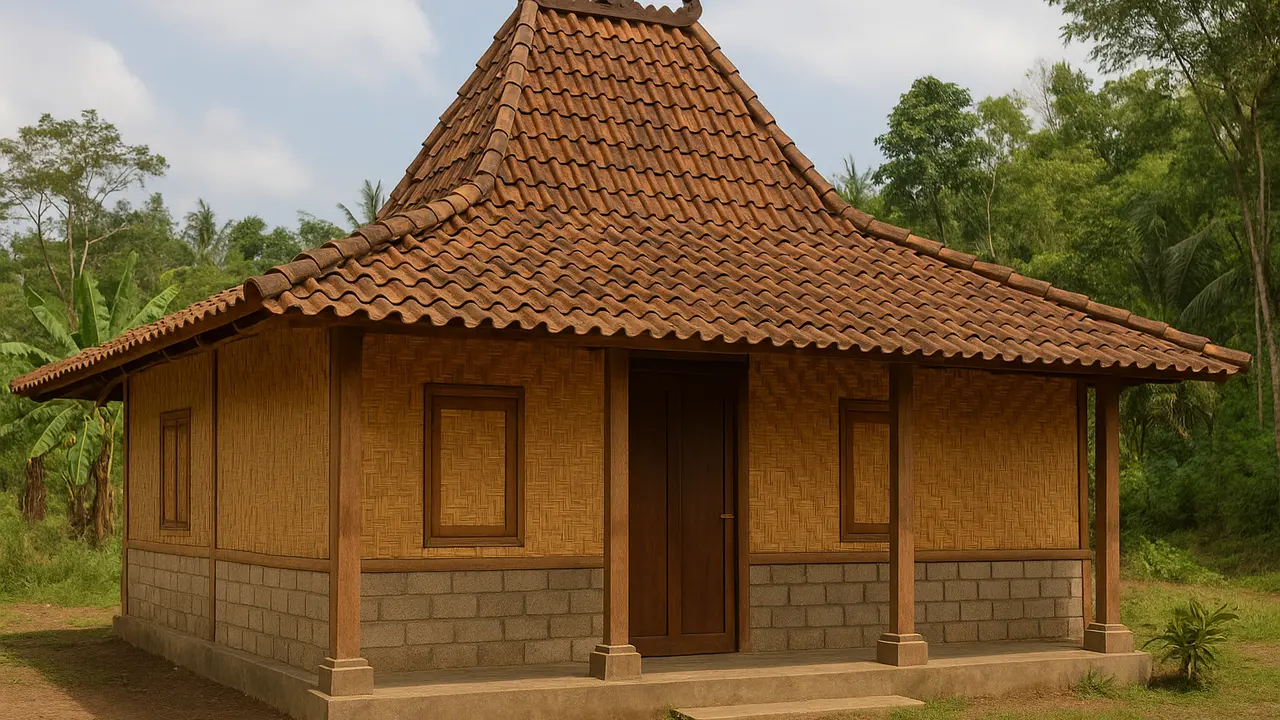 8 Inspirasi Desain Rumah Bambu dan Batako Sederhana dengan Atap Joglo ...