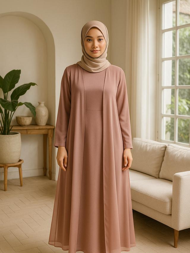 7 Model Gamis dengan Rompi Sifon, Anggun dan Ringan Dipakai Seharian