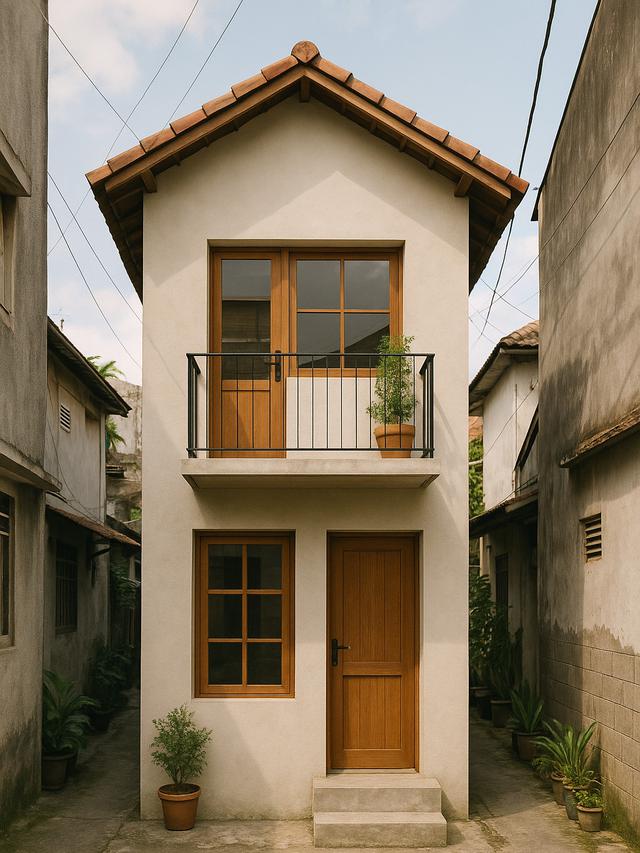 Model Rumah Tingkat Sederhana di Dalam Gang, Tetap Bisa Estetik
