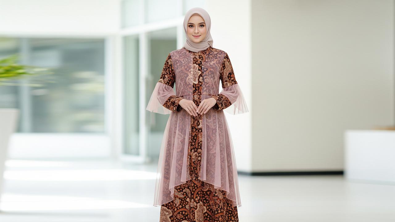 9 Model Gamis Batik Brokat Desain Rapi dan Tidak Ramai, Anggun Tanpa ...