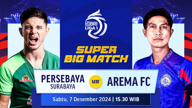 Live Streaming Super Big Match BRI Liga 1: Persebaya vs Arema FC di Vidio - Indonesia Bola.com