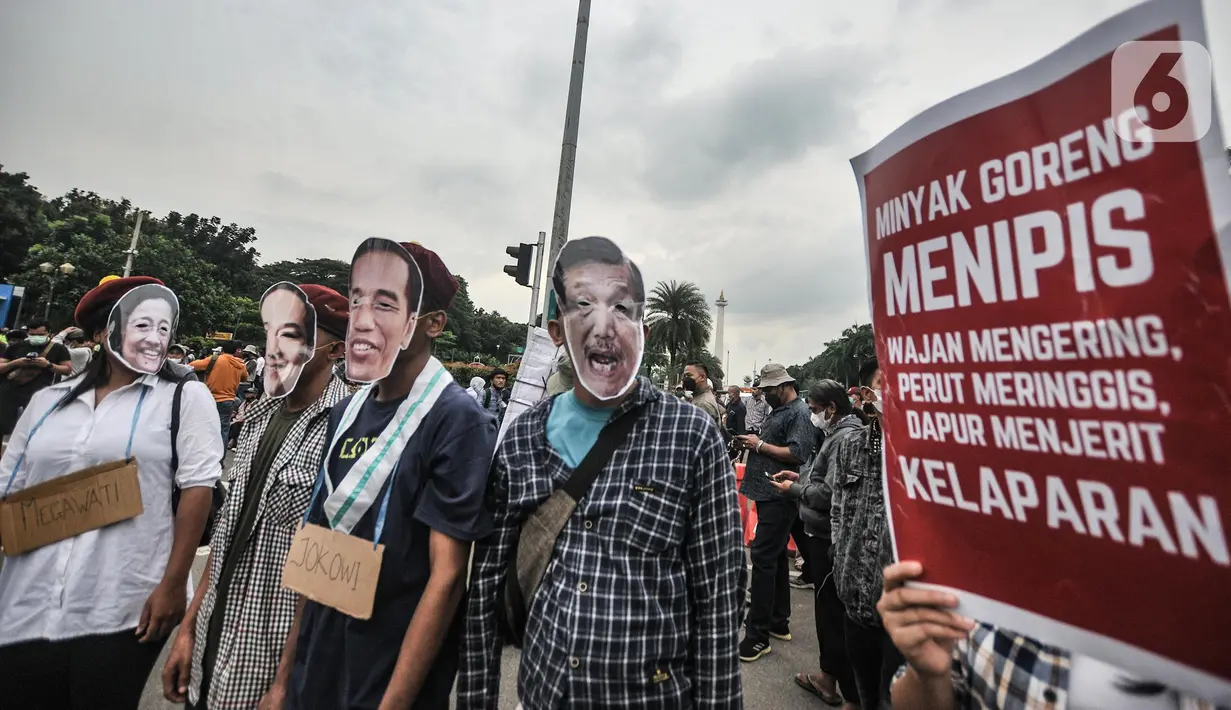 FOTO: Aksi Mahasiswi Demo Tuntut Mafia Minyak Goreng - Foto Liputan6.com