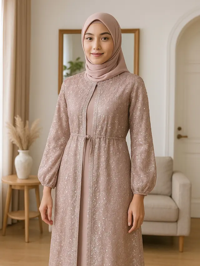 7 Model Cardigan Brokat untuk Gamis, Tampil Mewah Tanpa Berlebihan ...