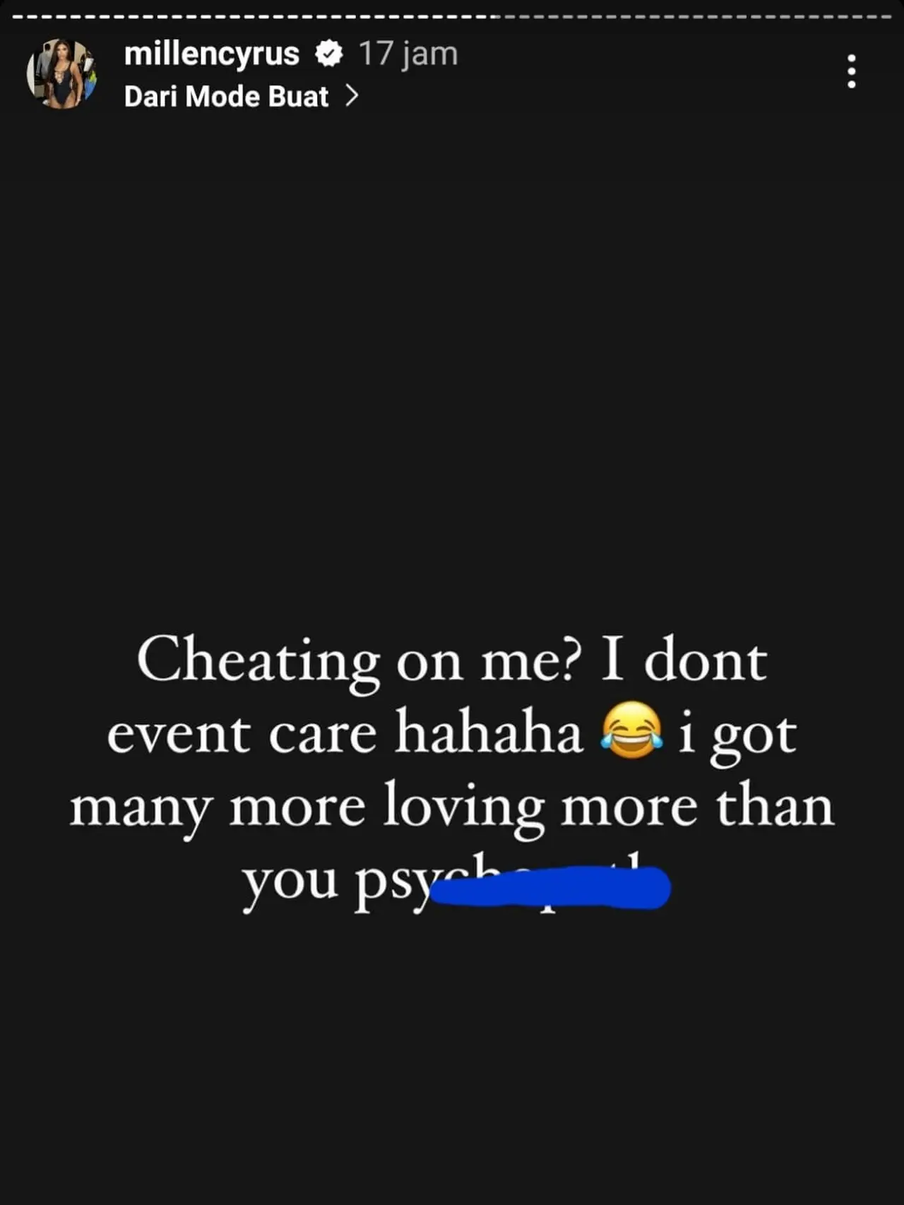 Apes Millen Cyrus Putus Cinta Setelah Tunangan, Tuding Lionel Lee Selingkuh dengan Penari ...