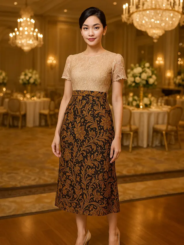 12 Rekomendasi Dress Batik Brokat Lengan Pendek yang Anggun untuk ...