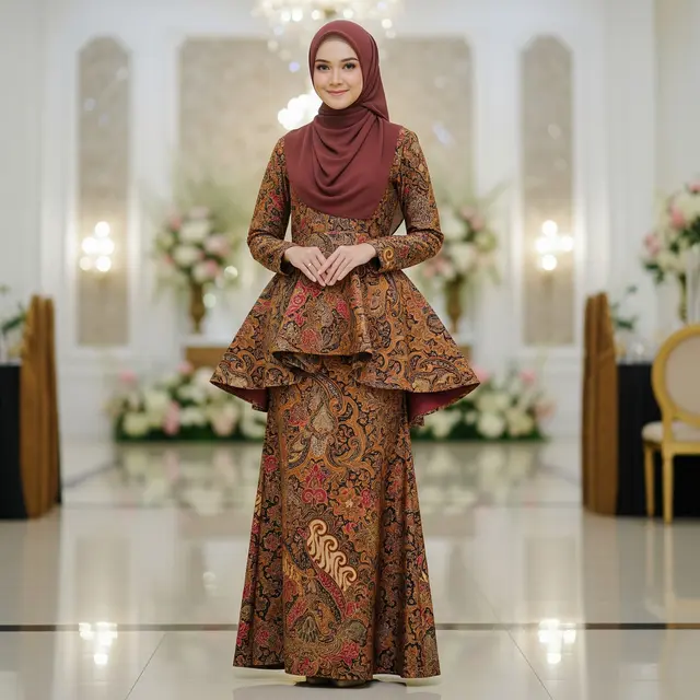 10 Model Baju Batik Pesta Syar’i untuk Wanita Berhijab, Ide Gaya ...