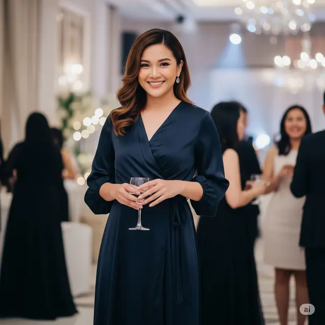 7 Model Gaun Pesta Satin Wrap Dress Terkini 2025, Ciptakan Siluet Tubuh ...