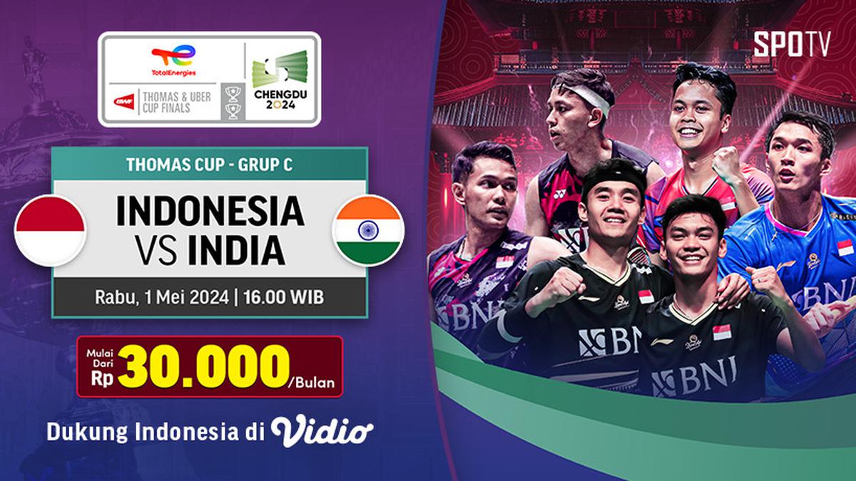 Link Live Thomas Cup: Indonesia vs India di Vidio, 1 Mei 2024