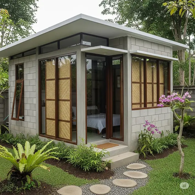 10 Inspirasi Desain Rumah Kecil Batako dan Bambu Hemat Biaya, Nyaman ...