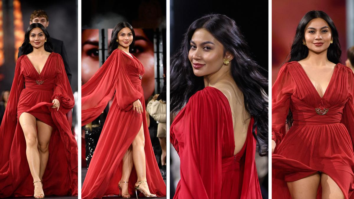 Pesona Ariel Tatum Bergaun Merah di Paris Fashion Week - Foto Liputan6.com