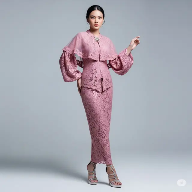 8 Model Kebaya Brokat Lengan Balon: Tren Fashion Tradisional yang ...