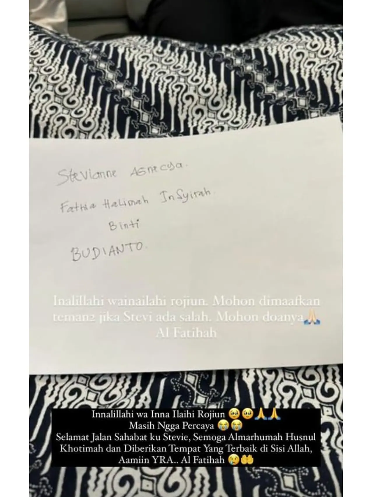 Stevie Agnecya Meninggal Dunia, Ini 8 Ucapan Duka Artis yang Sempat Tak ...