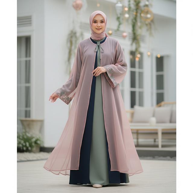 9 Model Gamis Abaya Outer 2 in 1 untuk Lebaran 2026, Tampil Modis dan ...