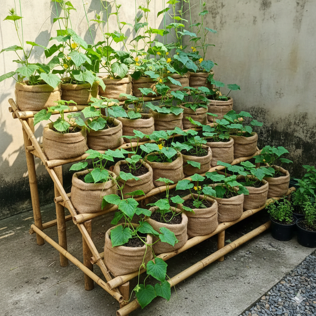 7 Model Kebun Timun dari Karung Bekas di Halaman Rumah yang Hemat Lahan