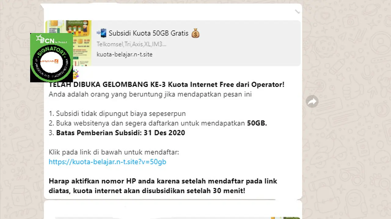 Cek Fakta: Tidak Benar Informasi Cara Mendapat Subsidi Kuota Internet ...