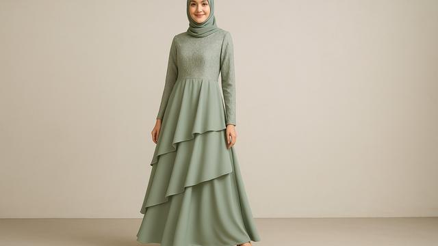10 Model Gamis Brokat Kombinasi Polos yang Bagus, Tampil Elegan di 2025