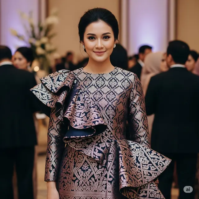 10 Model Tunik Brokat Panjang Motif Etnik Terpopuler 2025, Glamour dan ...