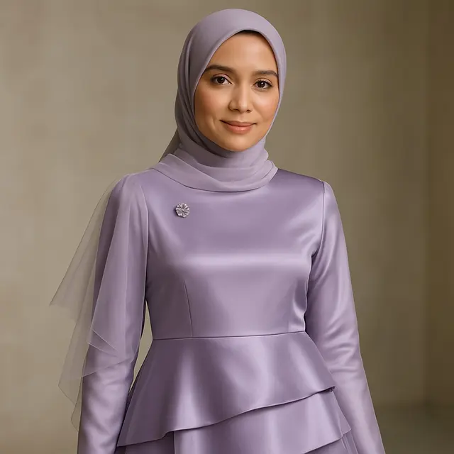 7 Gaun Pesta Panjang Berhijab dengan Kain Satin, Pilihan Stylish dan ...