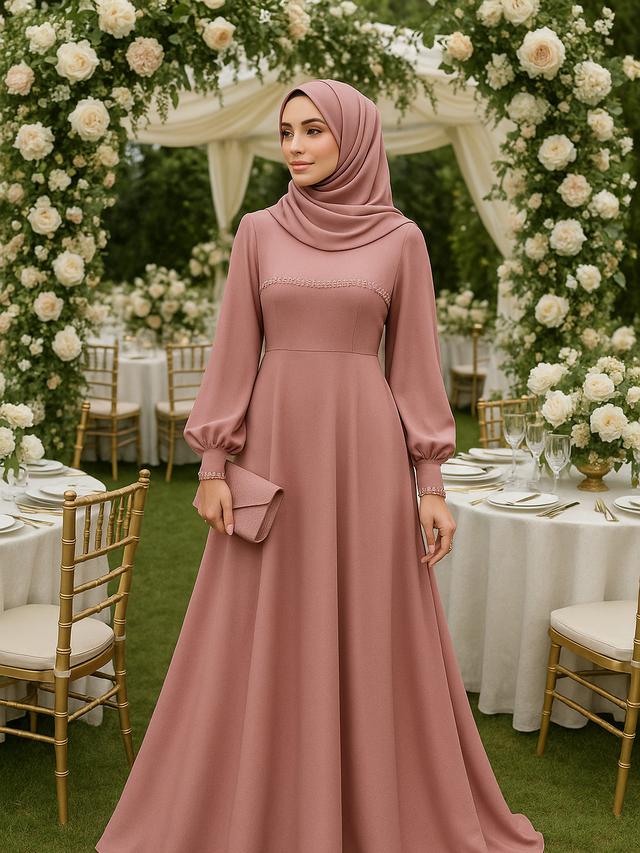 7 Model Gamis Syari Kekinian Warna Pastel, Cocok Buat Kondangan Garden ...