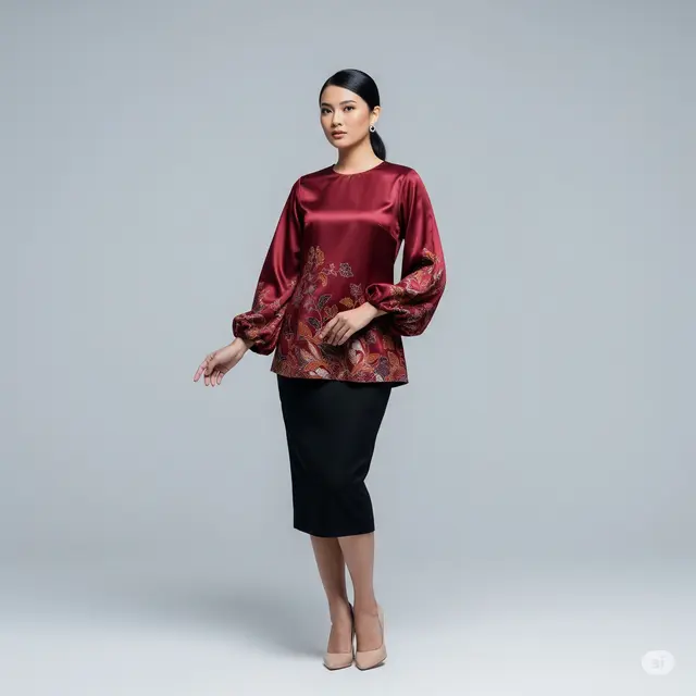 8 Model Atasan Batik Wanita Lengan Balon yang Trendy, Temukan Padu ...