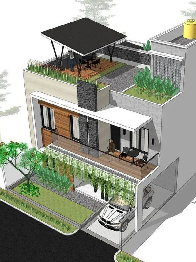 5 Desain Rumah 2 Lantai dengan Rooftop Cantik, Manfaatkan Sesuai ...