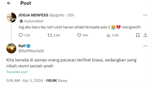 Warganet Kembali Angkat Isu Ustaz Hanan Attaki Poligami, Langsung ...