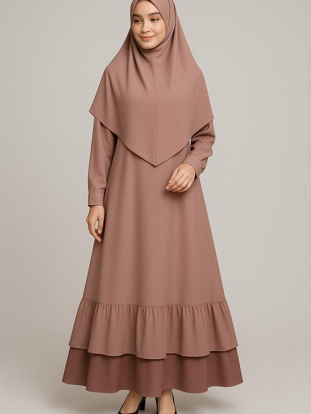 10 Inspirasi Model Gamis Syari A-Line Kombinasi Polos Terbaru, Favorit ...