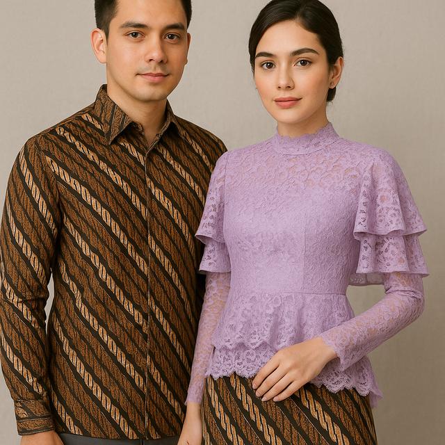 7 Inspirasi Model Batik Kombinasi Brokat Sarimbit Terbaru 2025, Tampil ...
