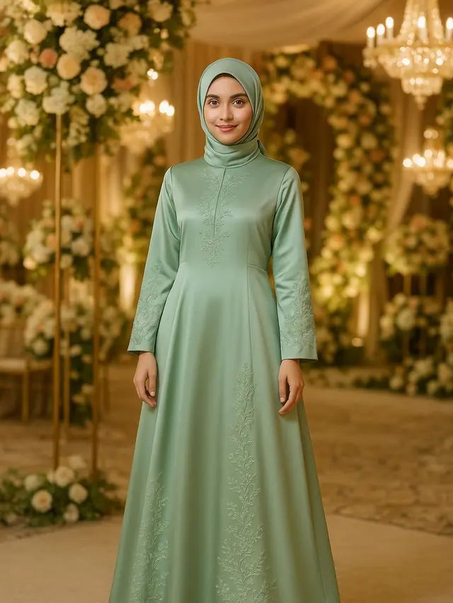 7 Model Gamis Satin Simple tapi Elegan, Tren Seragam Bridesmaid ...