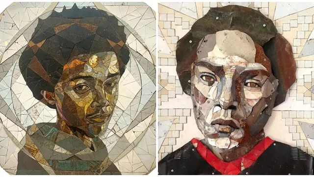 6 Potret Mozaik Wajah dari Kepingan Besi Ini Detailnya Sempurna, Bikin ...