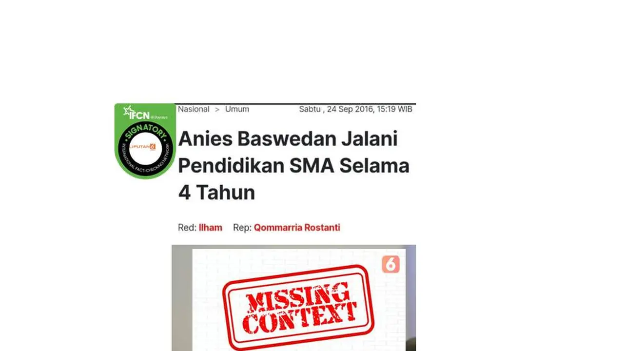 Cek Fakta: Konteks yang Salah Anies Baswedan Tempuh SMA 4 Tahun Bukti Rekam Jejaknya di Bawah ...