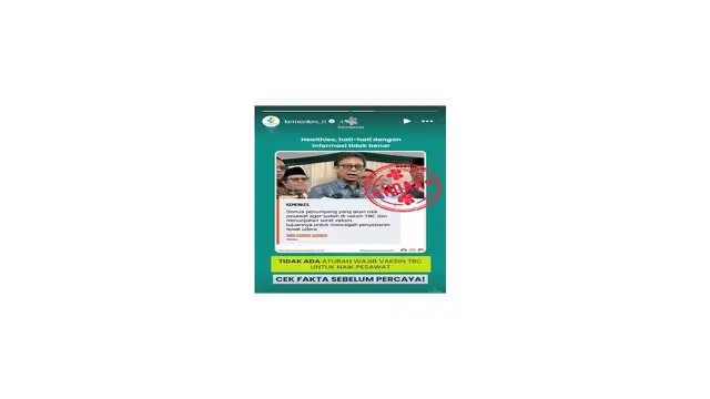 Hoaks Vaksin TBC Jadi Syarat Perjalanan Naik Pesawat, Ini Penjelasan ...