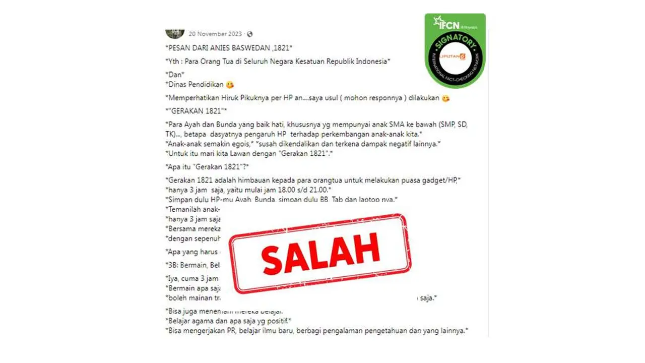 Cek Fakta: Tidak Benar Pesan Berantai Anies Baswedan Ajak Melakukan ...