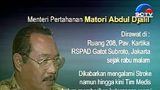 Menhan Matori Abdul Djalil Terserang Stroke - News Liputan6.com