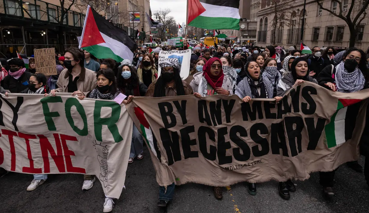 Aksi "All out for Palestine" di New York Berujung Bentrok - Foto ...